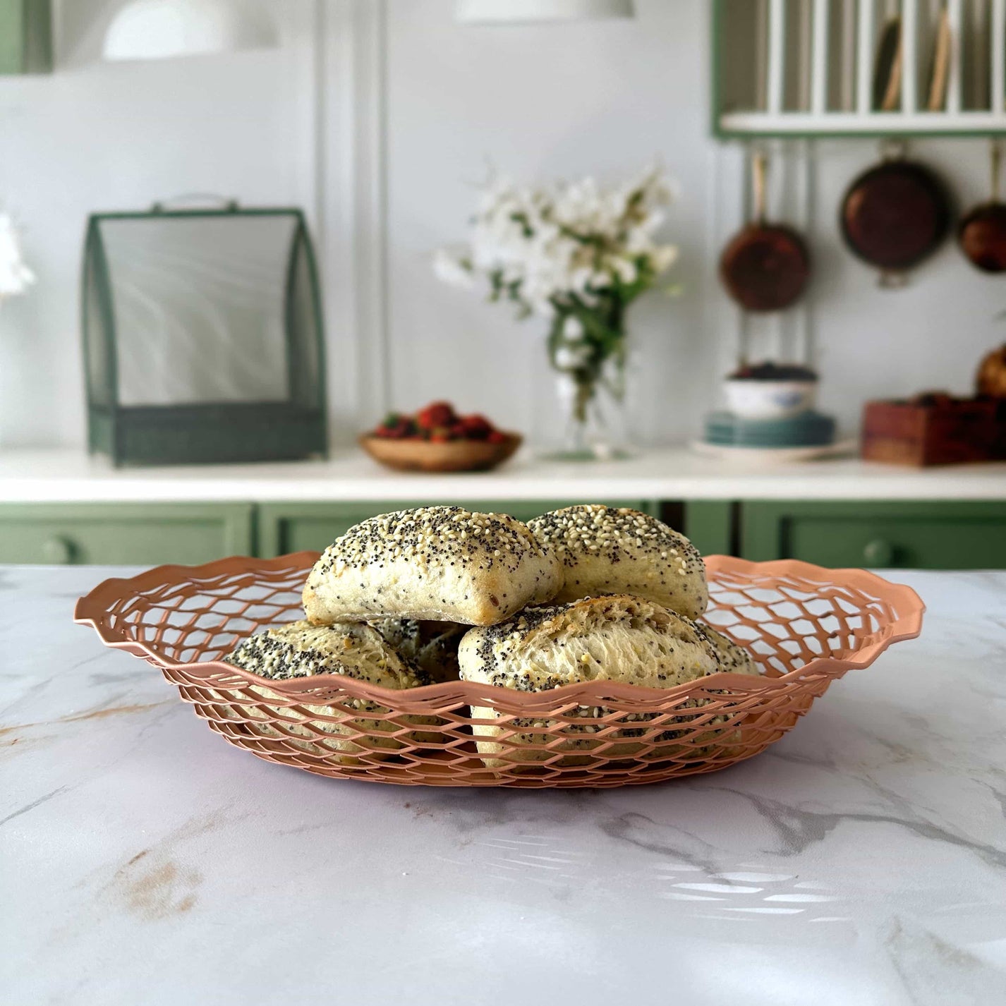 Set of 2 French bread baskets, old pink color – French Address